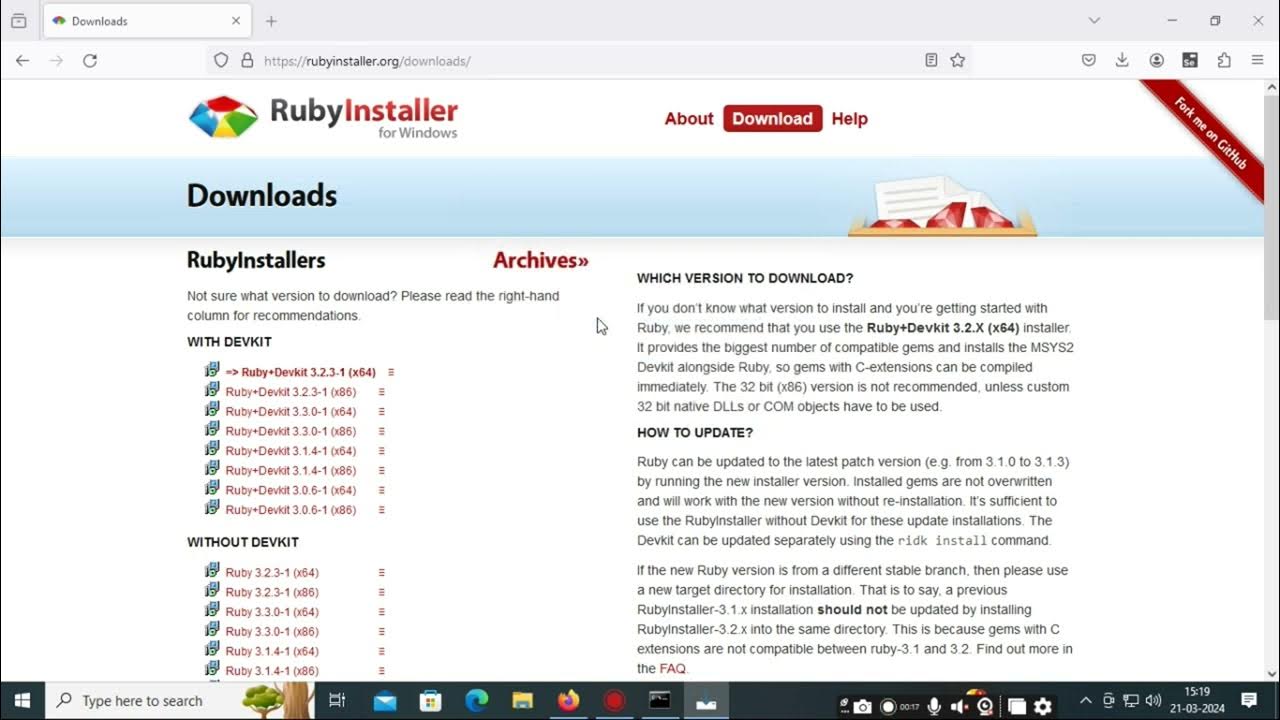 ruby installation on windows - YouTube