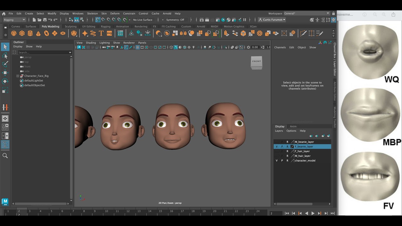Applying Blend Shapes to a Face Rig in Maya Part 2: Phonic Shapes - YouTube