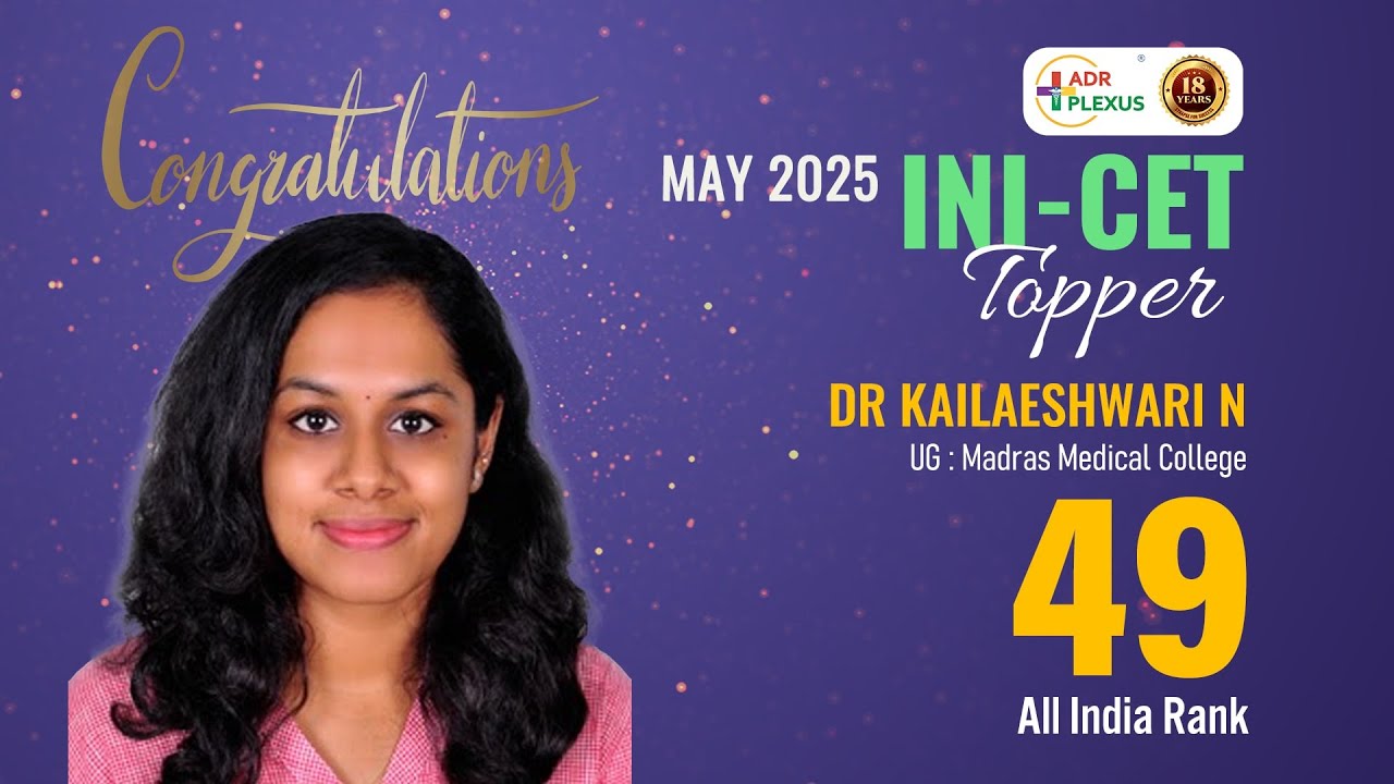 ADRPLEXUS INI-CET MAY 2025 Topper Interview - DR KAILAESHWARI N AIR ...