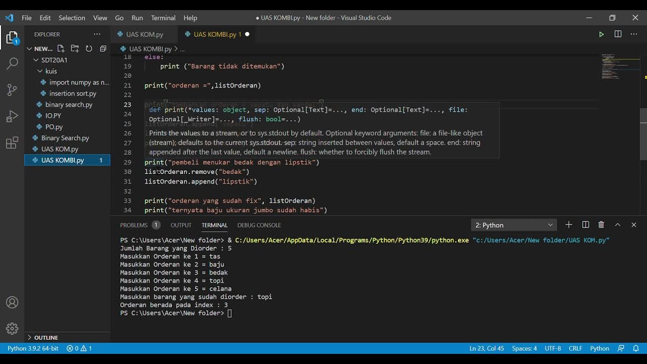 UAS Struktur Data Pemrograman Python Kombinasi - YouTube