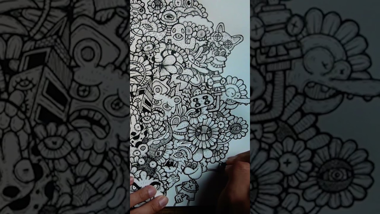 Drawing 100 Doodles with PIGMA!!絵師がペン1本でキャラ100体を描いたらこうなります!! #shorts ...