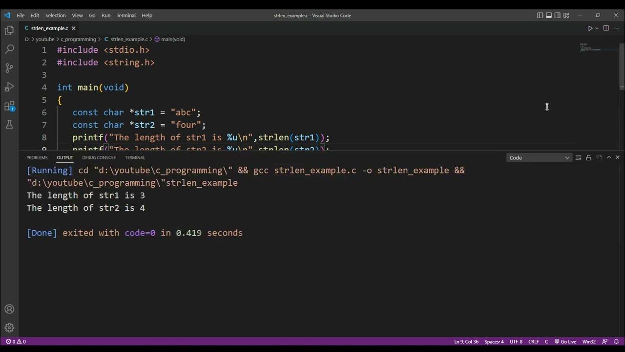 Function Strlen In C To Calculate The Length Of A Given String Youtube