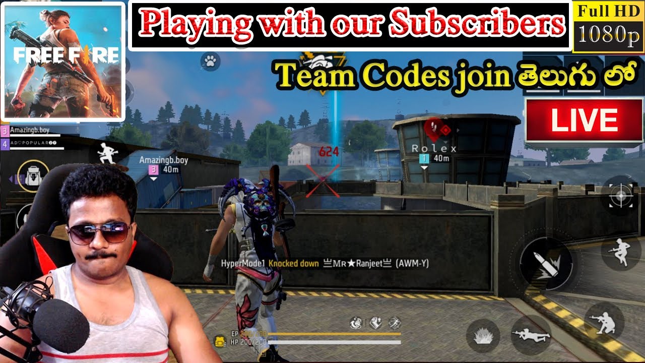 Free Fire Join Team Codes 💎 🔴LIVE తెలుగు లో Join Guys Giveaway Start after 200 Likes - YouTube