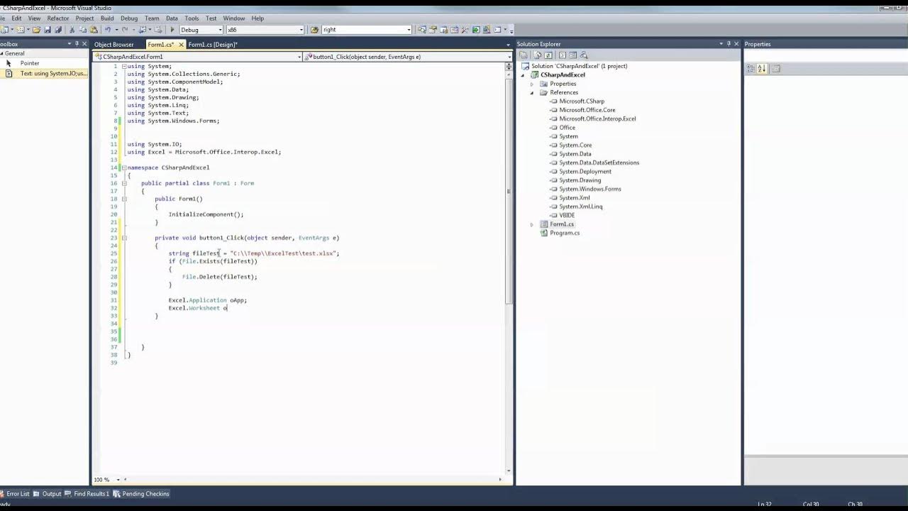 C# - Excel - How to create simple Excel file programmatically (Visual Studio 2010) - YouTube
