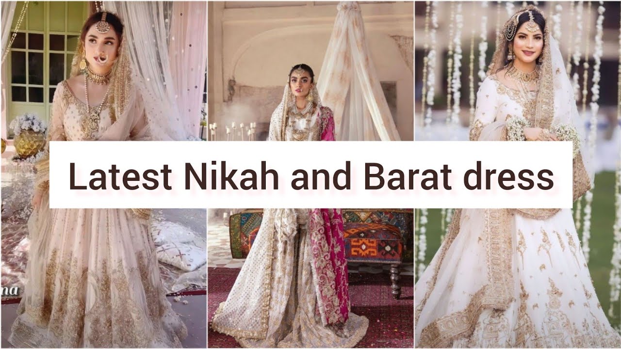 White Nikah and barat dress designs/white and gold nikah dress - YouTube
