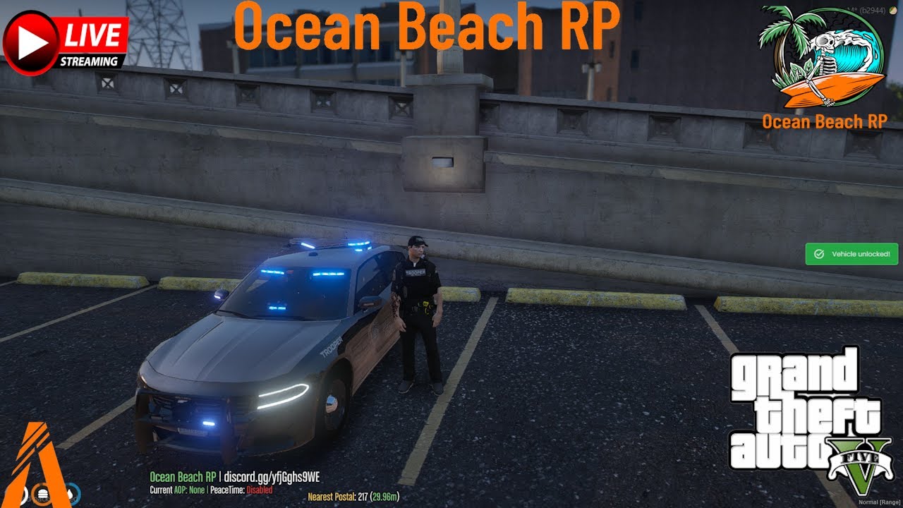Live: GTA V Ocean Beach RP FiveM SAST - Stoping Crime - YouTube