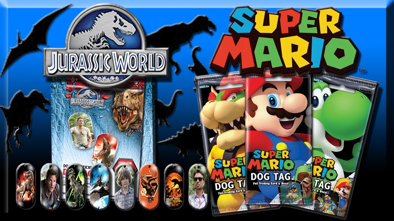 NEW! JURASSIC WORLD Dog Tags & SUPER MARIO Dog Tags Blind Bag Opening ...