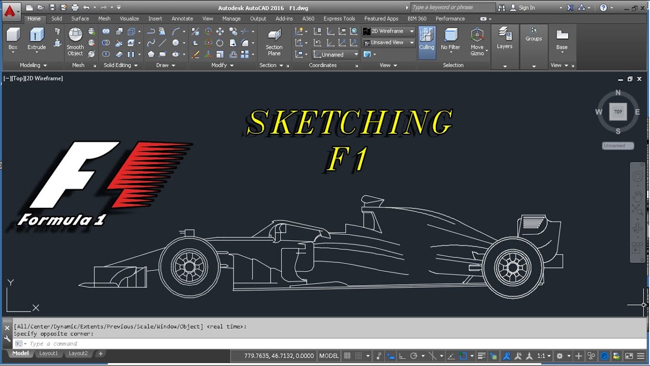 Sketching F1 With AutoCAD - YouTube