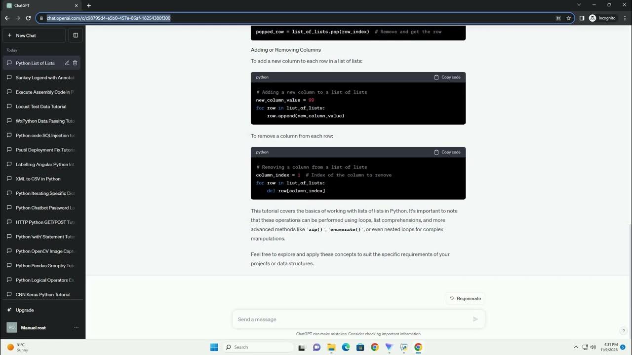 Python list of lists manipulation - YouTube