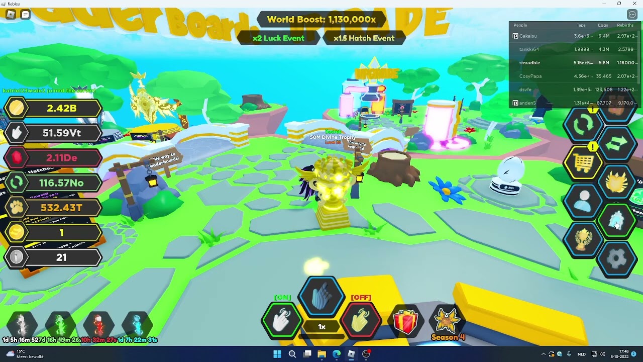 weer en niewe updat in tapping legend x / roblox alweer veel godly ...