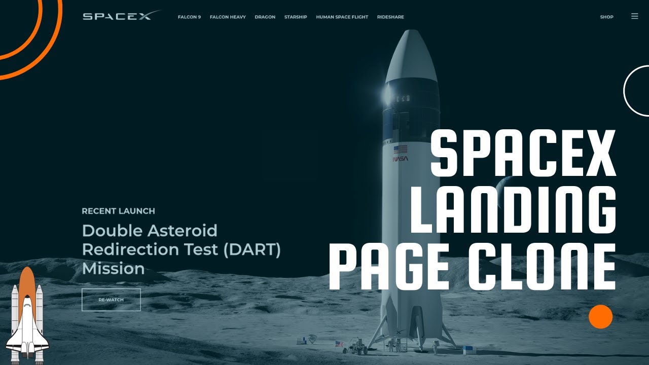 Build A Spacex Landing Page Clone With Html Css And Javascript Youtube