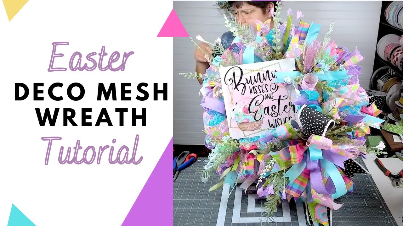Deco Mesh Easter Wreath - Bunny Kisses Wreath Tutorial - YouTube