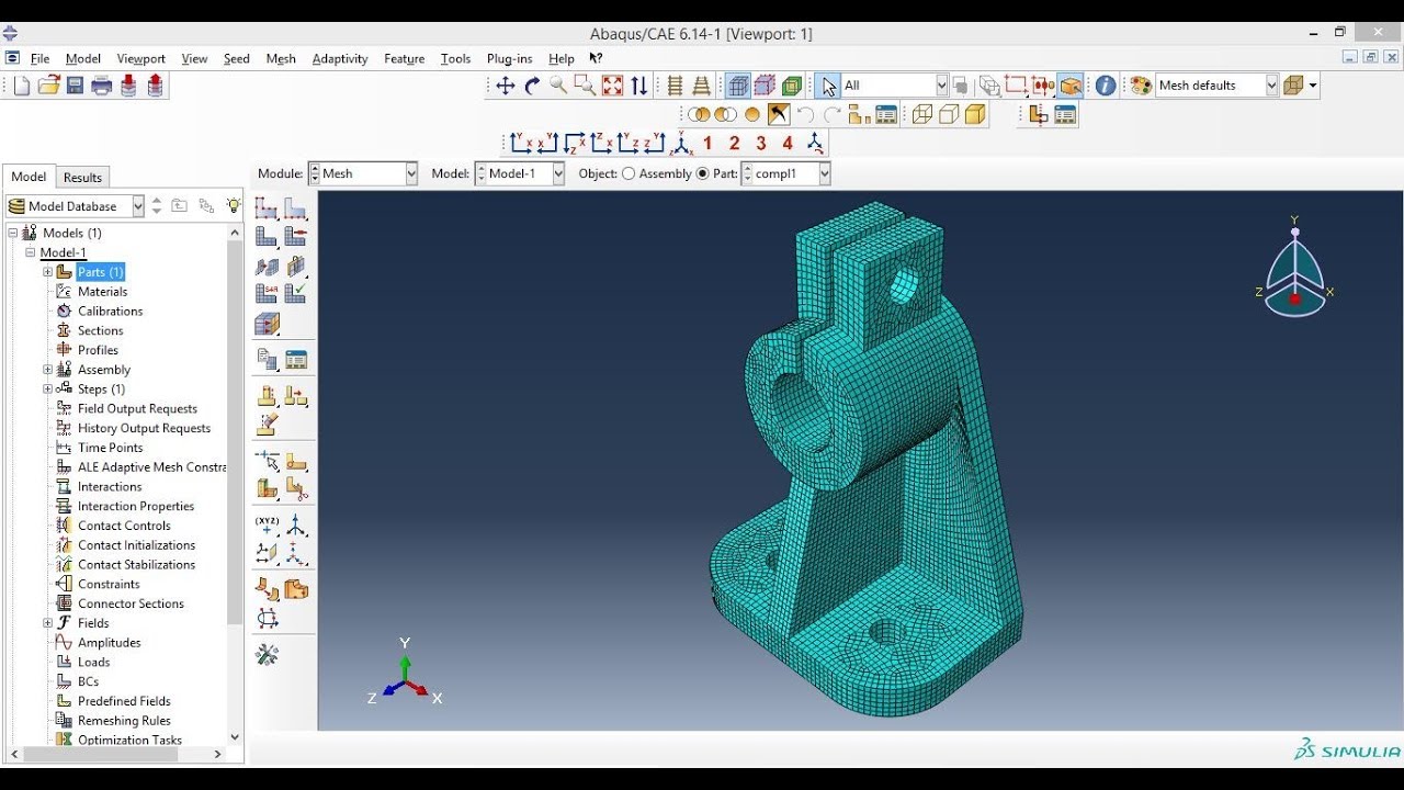 Abaqus Meshing Tutorials - Meshing Complex Part In Abaqus 6.14 - YouTube