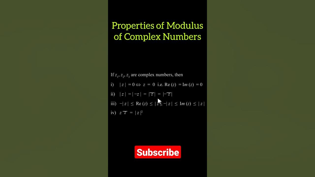 Properties of Modulus of Complex Numbers For JEE Mains By ESE Academy # ...