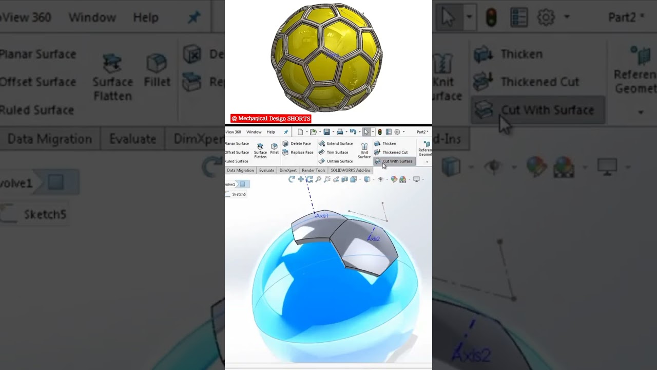 Solidworks Hexagonal Ball Design 🤩 #shorts #short - YouTube