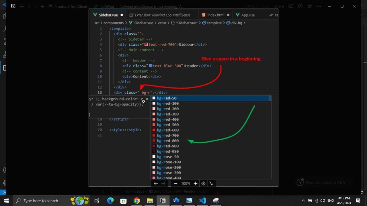 Tailwind Css Intellisense Or Autocomplete Not Working With Vue Tailwind Css Intellisense Vs