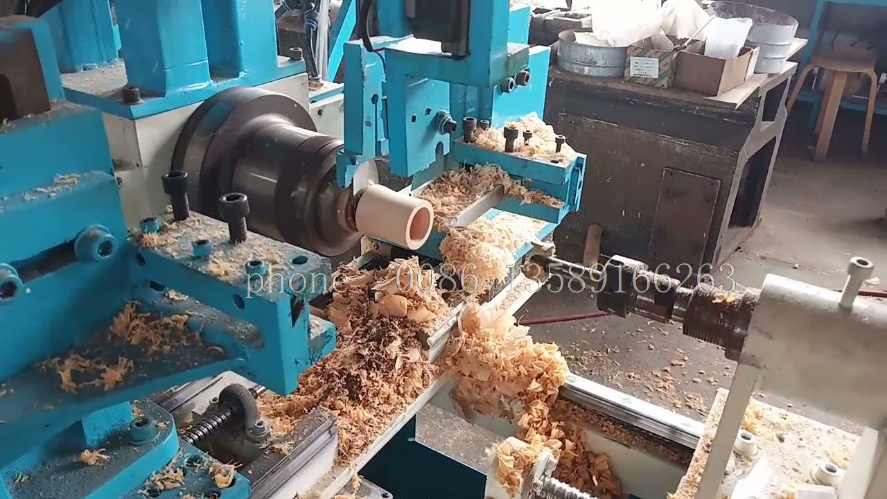 wooden cap turning cutting lathe machine - YouTube