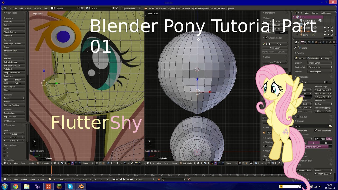 MLP Blender Tutorial FLUTTERSHY part 01 (REPAIRED AUDIO) - YouTube