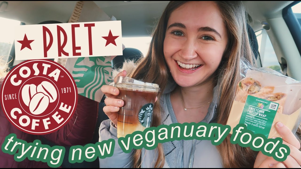 trying NEW vegan foods at coffee chains // starbucks, costa + pret ...