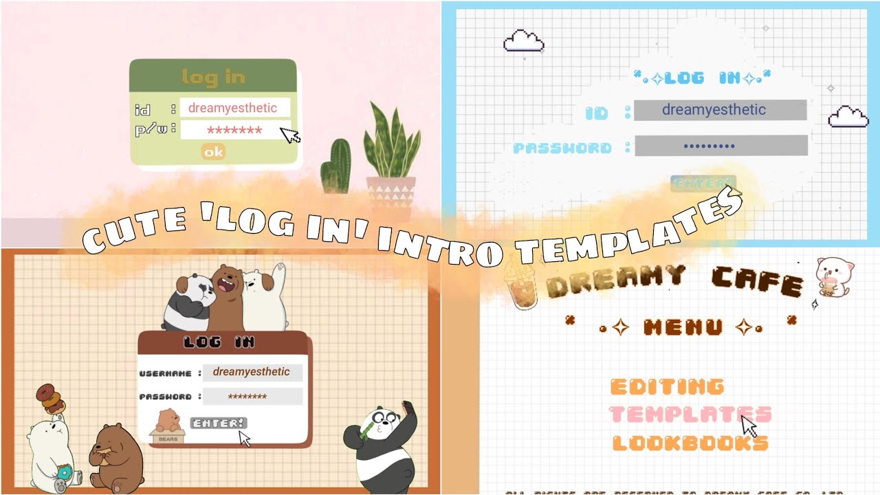 ᴗ•⑅꒱ make your videos cute with these cute 'log in' intro templates ...