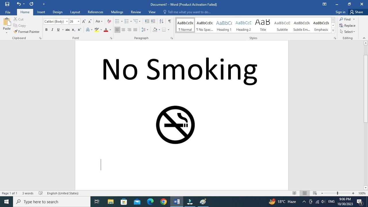 No smoking symbol in Ms Word with Shortcut Key | Shortcut key - YouTube