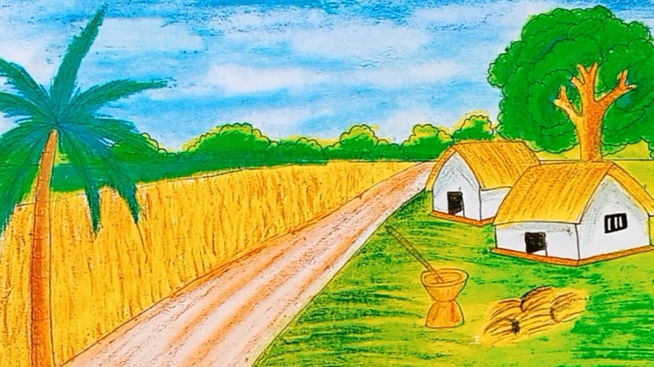 How To Draw Scenery Of Late Autumn | Oil Pastel Drawing | How To Late ...