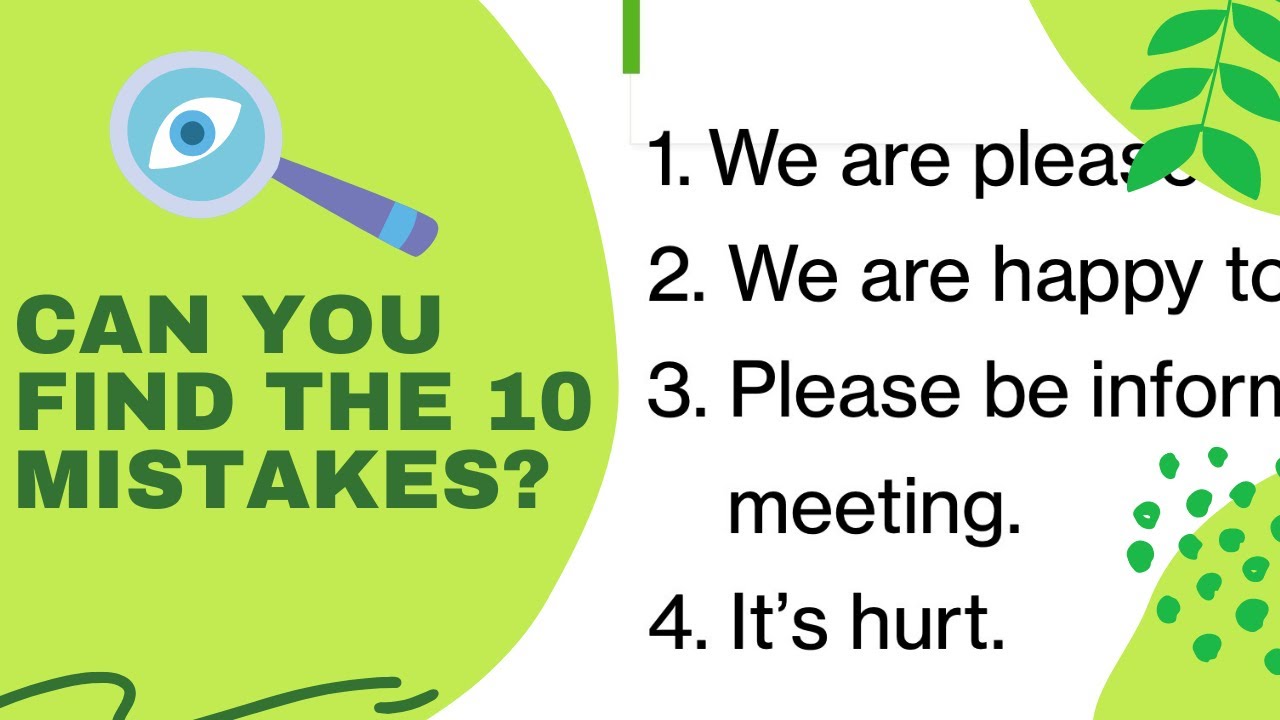 Basic Grammar: Find & correct the 10 mistakes - YouTube