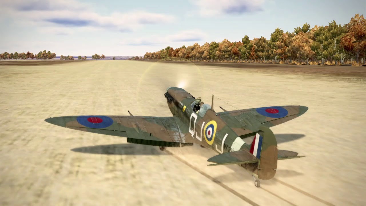 Il2 Sturmovik BoX Spitfire short landing with ground loop - YouTube