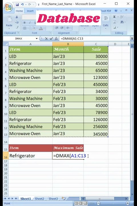 Use Of Dmax Function In Excel Exceltutorial Exceltutorial Excelfunction Shortsviral Youtube