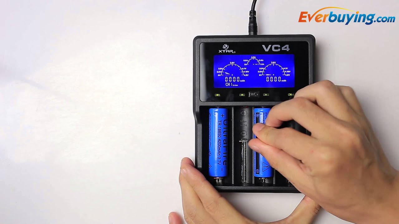 XTAR VC4 Intelligent 4 Slots LCD USB Battery Charger - YouTube