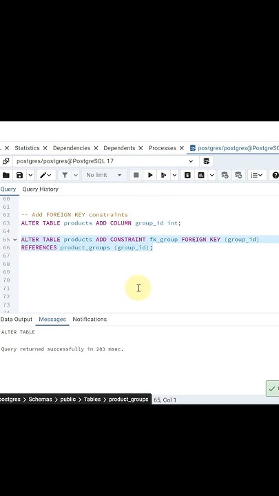 Alter Table To Add Foreign Key Constraint To Postgresql Table Best Postgresql Tutorial Shorts 6019