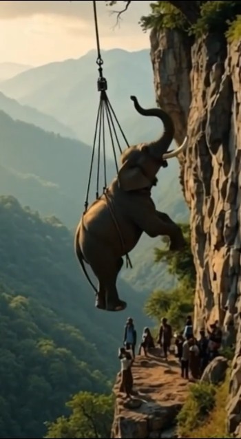 Elephant Fall down from the mountain See what happened next - YouTube