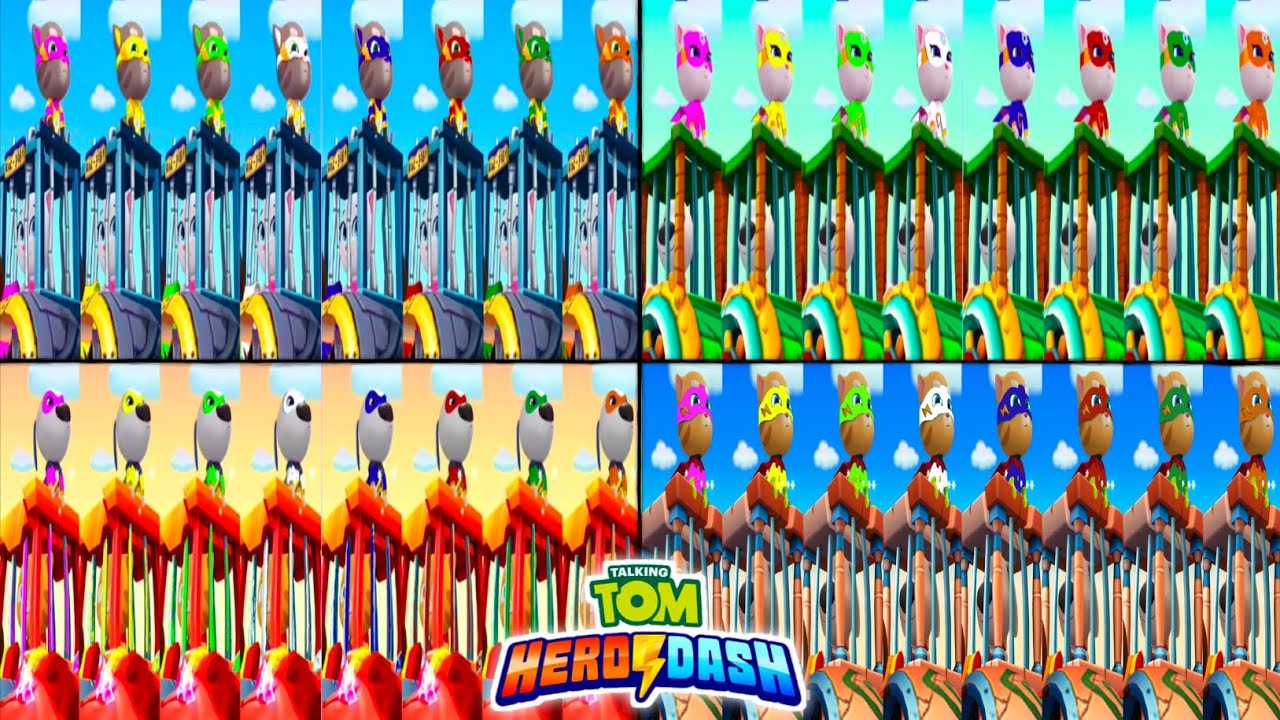 TALKING TOM HERO DASH || ALL LEGENDRY HEROES - 10 TIME'S FIGHT'S THE ...