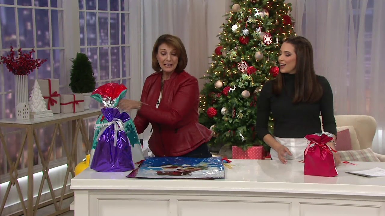 Kringle Express 60-Piece Drawstring Gift Bag and Tag Set on QVC - YouTube