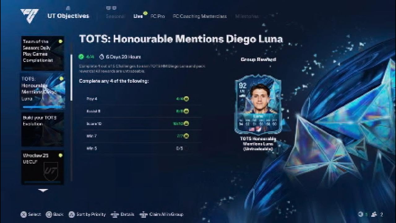 Claiming the TOTS Honourable Mentions Diego Luna Objective in FC 25 ...