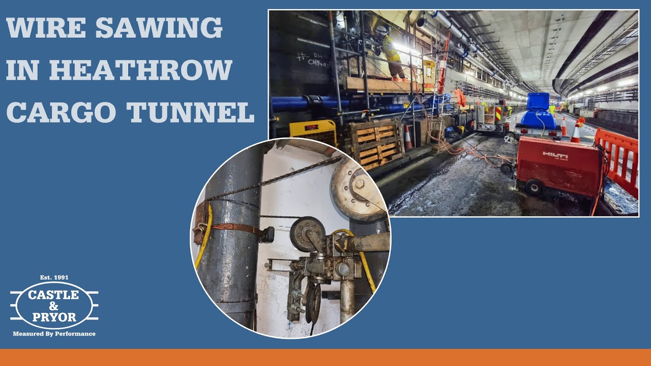 Wire Sawing Cargo Tunnel Heathrow - YouTube