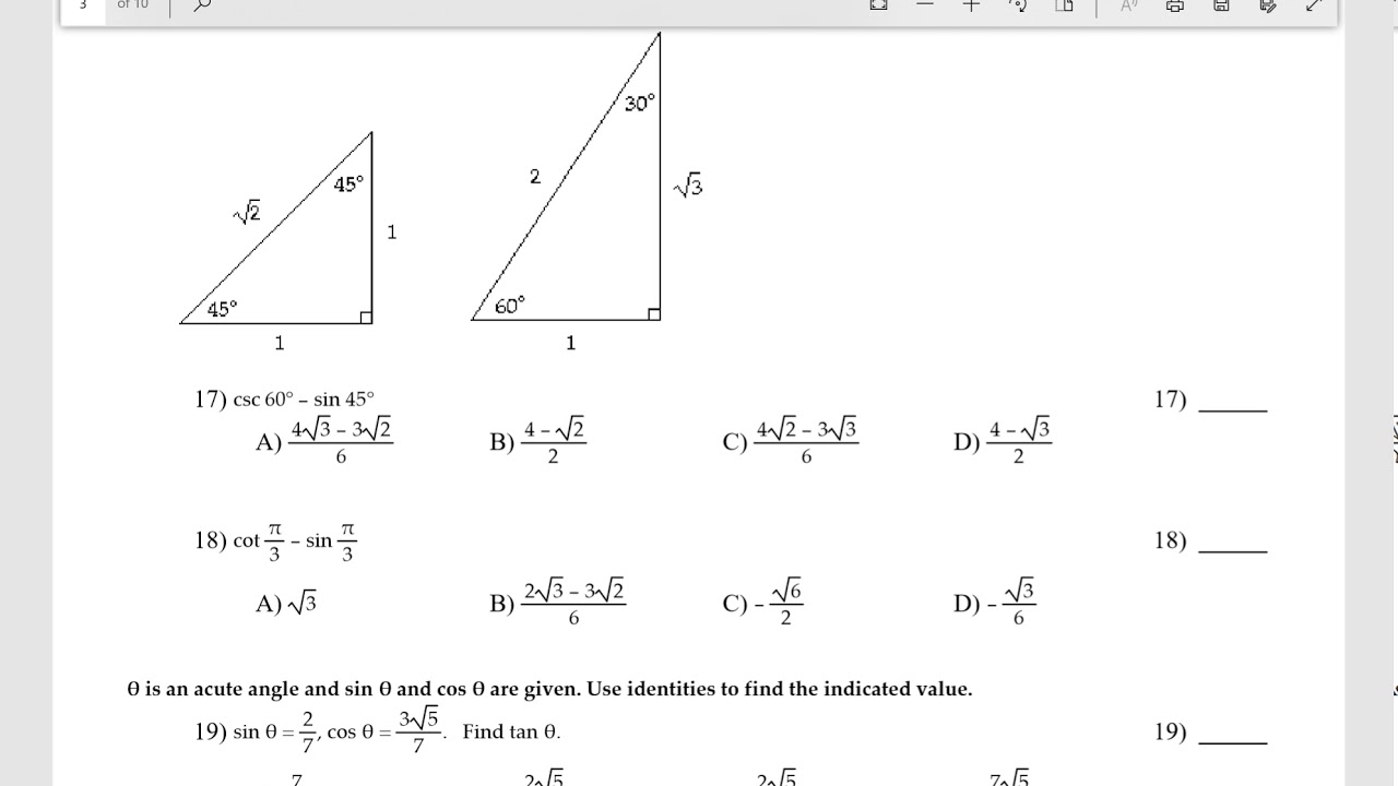 TRIGONOMETRY TEST 1 REVIEW - YouTube