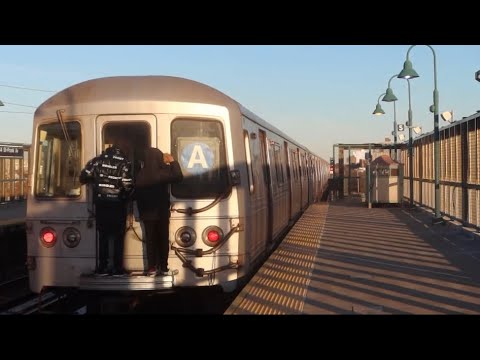 (TRAIN SURFERS) MTA Subway A trains at Beach 44 Street (R46 & R179 ...