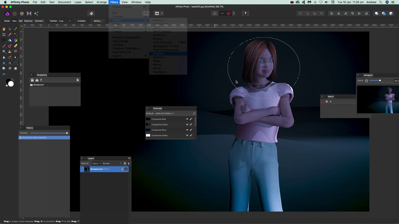 Pixelate Filter In Affinity Photo tTutorial | How To | Quantise ...