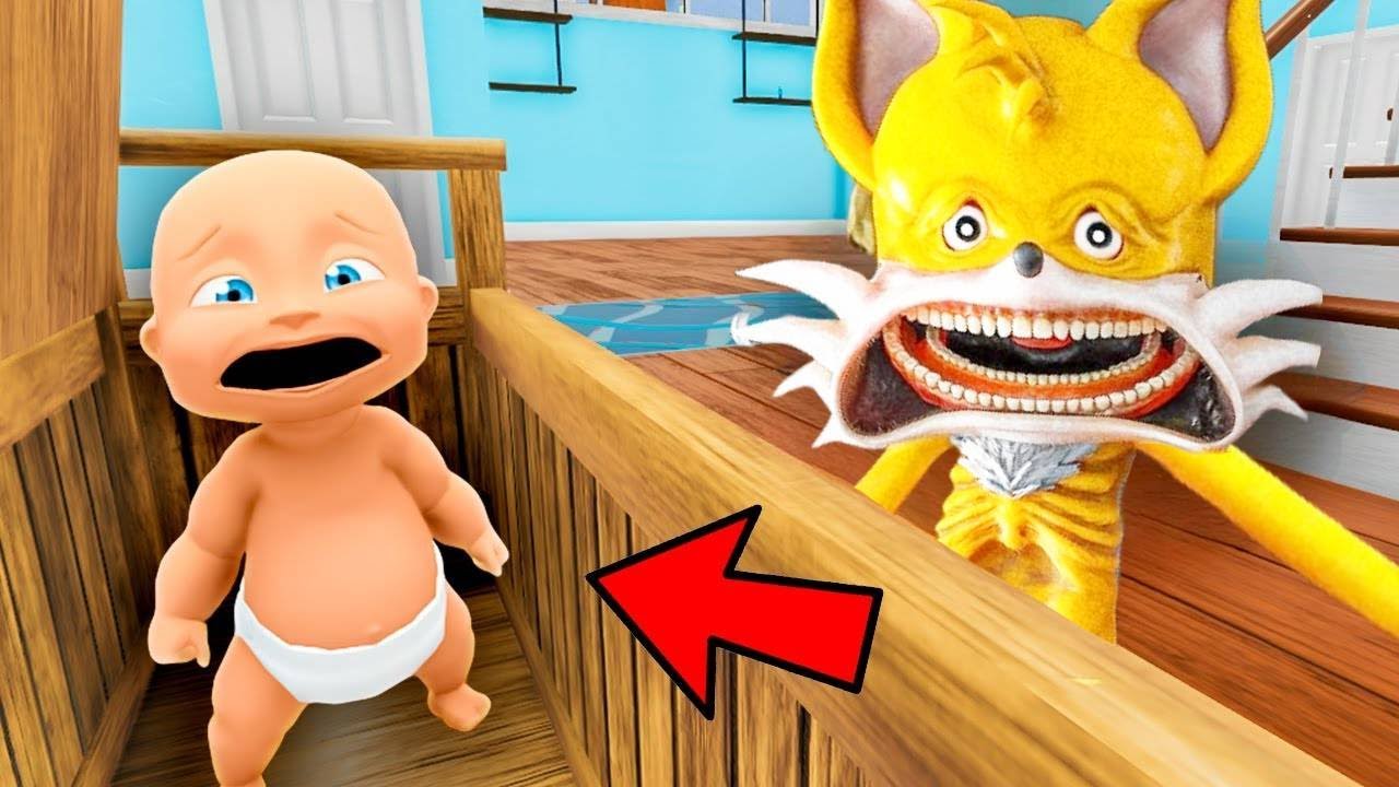 Baby Escapes EVIL TAILS MONSTER! - YouTube