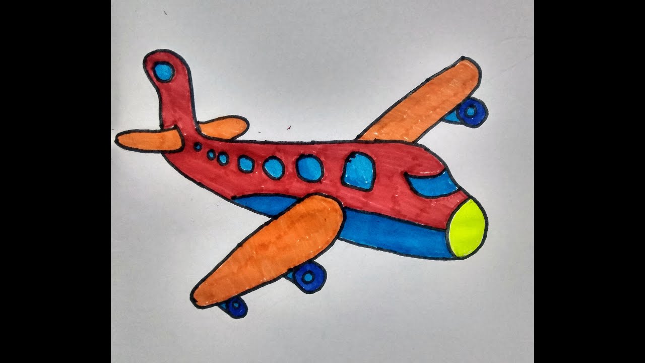 How to draw aeroplane for kids - YouTube