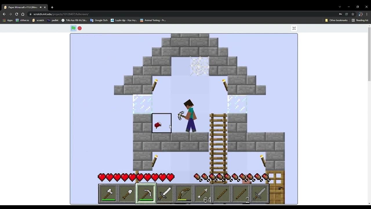 "Paper Minecraft v11 6 Minecraft 2D on Scratch" created by Griffpatch ...