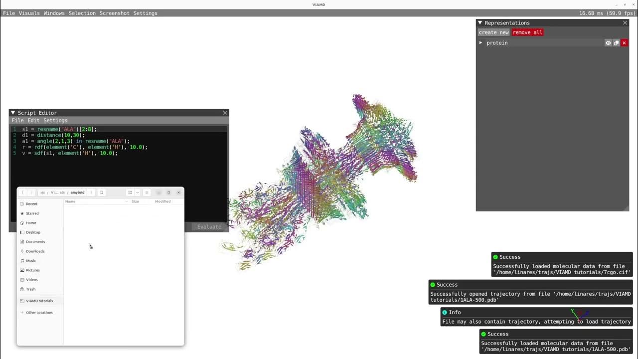 VIAMD - Loading Trajectory and Representations - YouTube