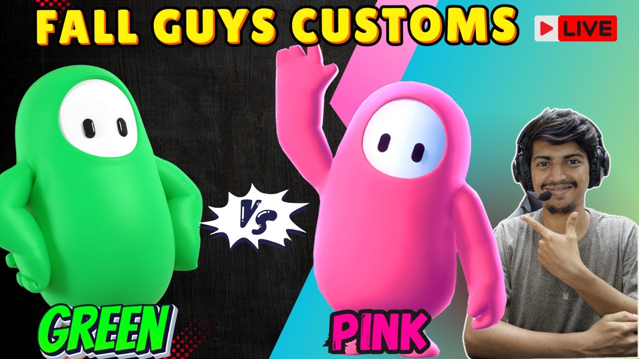 FALL GUYS customs live Green🟢Vs Pink 🎀Battle| #fallguyslive #fallguys ...