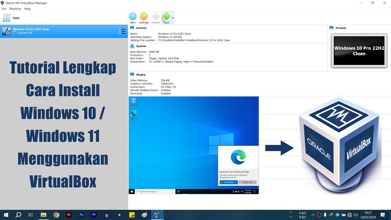 Cara Install Windows 10 pada VirtualBox Portable - YouTube