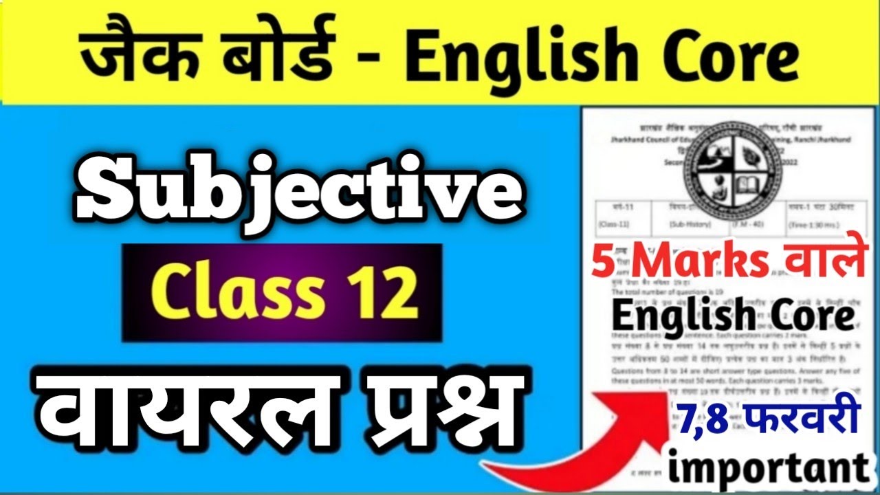 Class 12 English Core Top - Subjective🔥| Class 12 English Core ...