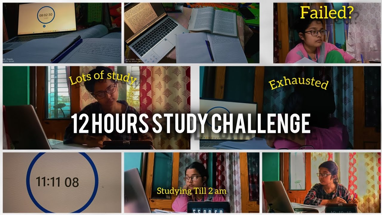 12 Hours Study Challenge📚😱Failed??*exhausted*#studyvlog# ...