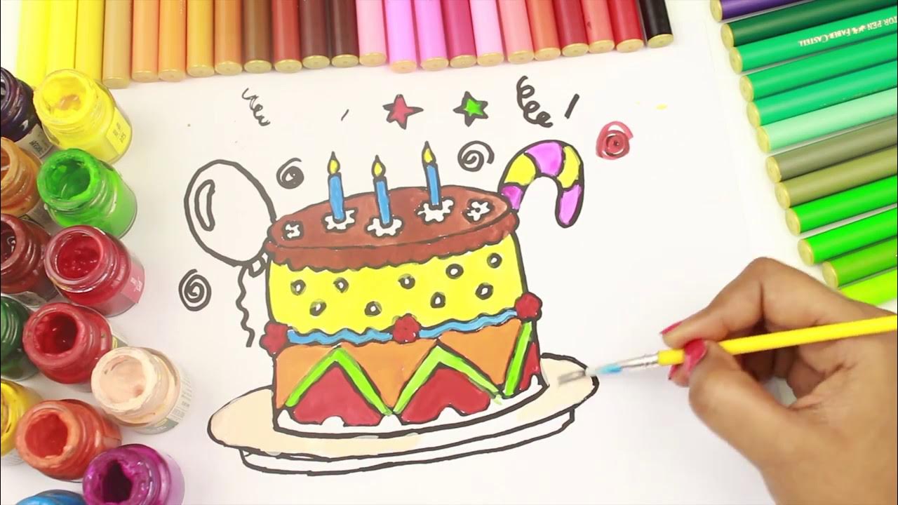 Cake colouring Pages with Beautiful Candles - Videos for Kids with ...