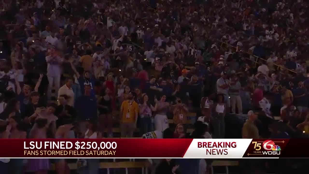 LSU fined for storming the field after beating Ole Miss - YouTube