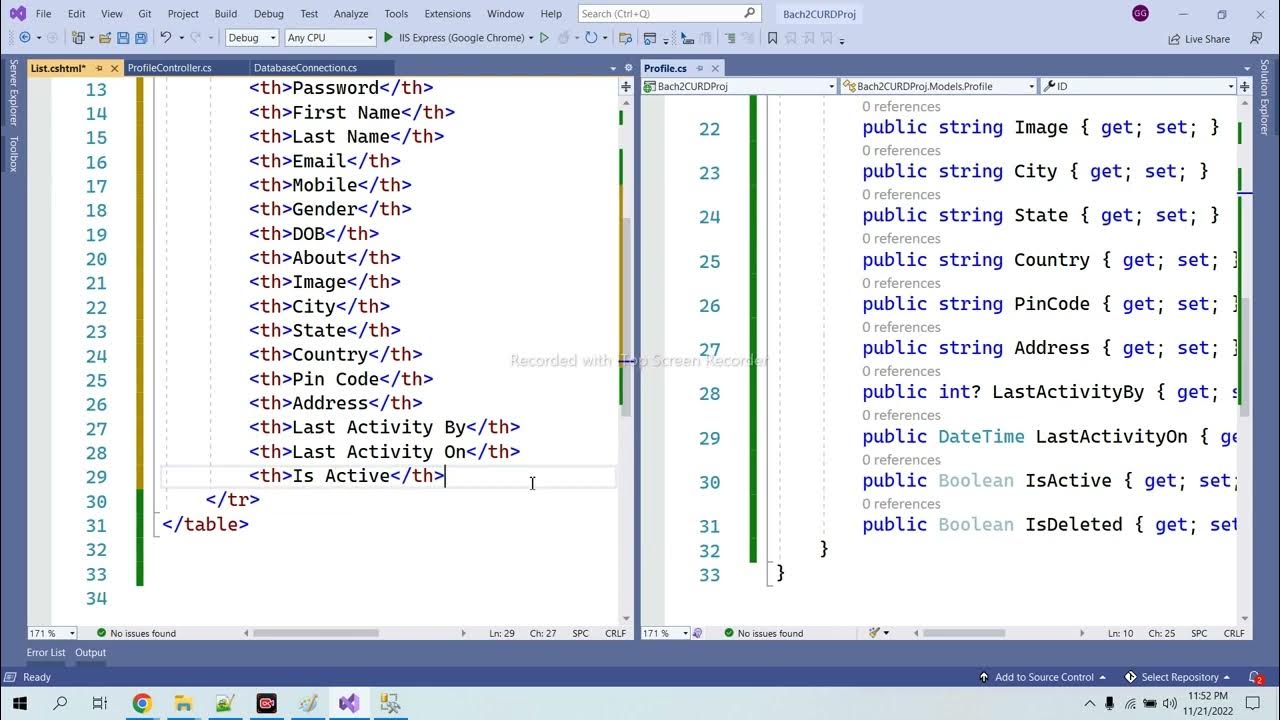 Curd Operation With Profile Table Youtube